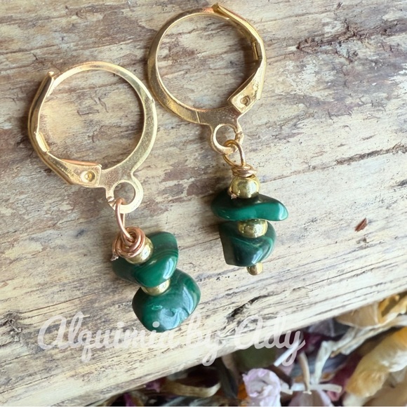 Alquimia | Jewelry | Simple Gold And Green Malachite Carefree Earrings ...